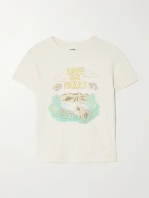 RE/DONE Classic Printed Cotton-jersey T-shirt - Off-white