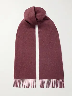 Johnstons Of Elgin Fringed Cashmere Scarf Red