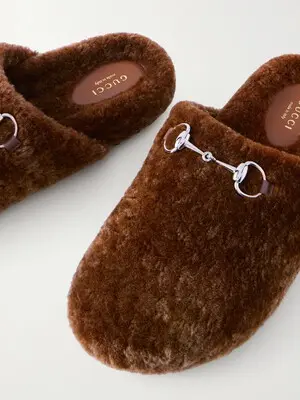 Gucci Horsebit-detailed Shearling Slides