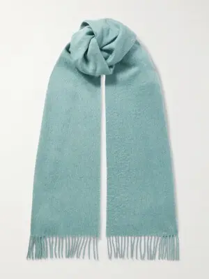 Johnstons Of Elgin Fringed Cashmere Scarf Blue