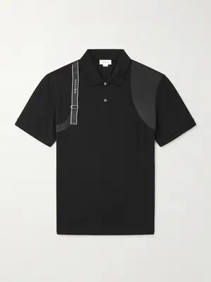 Alexander McQueen Harness-detailed Cotton-piqué Polo Shirt - Black