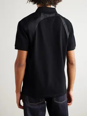 Alexander McQueen Harness-detailed Cotton-piqué Polo Shirt - Black