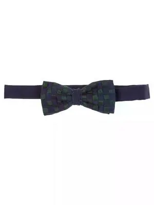 JUPE Checked Silk Bow Tie - Blue
