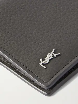 Saint Laurent Logo-appliquéd Full-grain Leather Billfold Wallet - Gray