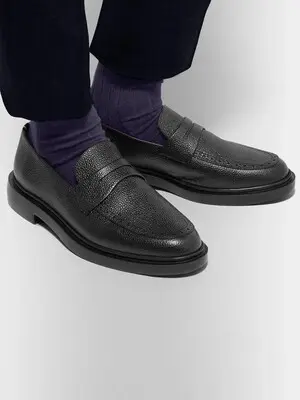 Thom Browne Pebble-grain Leather Penny Loafers