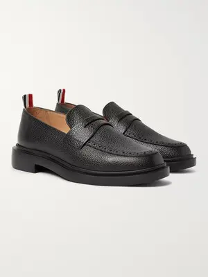 Thom Browne Pebble-grain Leather Penny Loafers