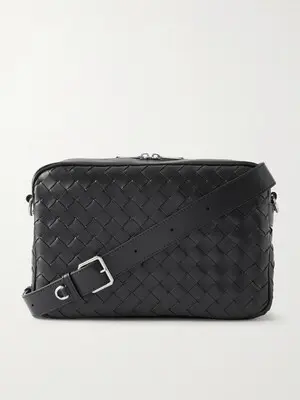 Bottega Veneta Intrecciato Leather Camera Bag - Black