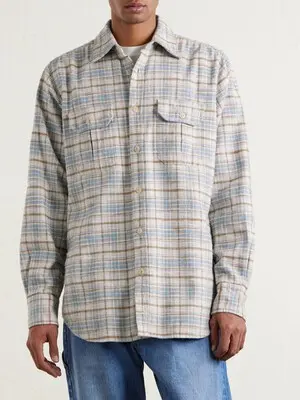 DRAKE'S Checked Brushed Cotton-flannel Shirt