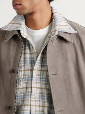 DRAKE'S Checked Brushed Cotton-flannel Shirt