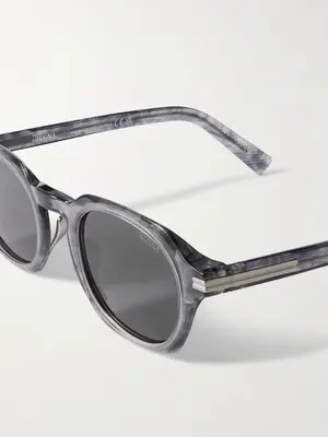 Zegna Round-frame Marbled Sunglasses
