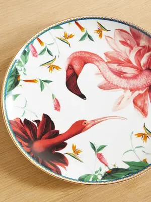 La DoubleJ Beto Val Gold-plated Painted Porcelain Plate - Multi