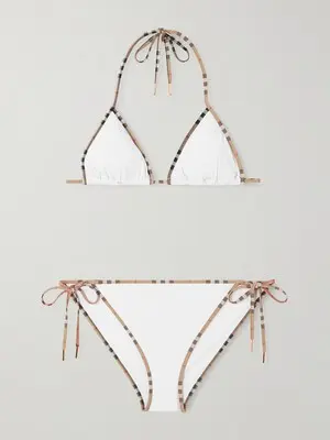 Burberry Checked-piped Triangle Bikini - White