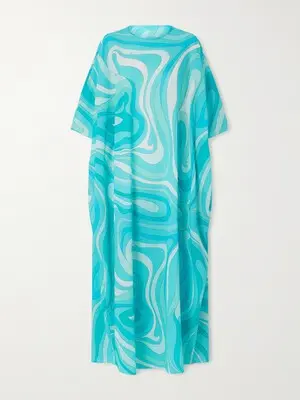 Emilio Pucci Printed Cotton-voile Kaftan - Blue