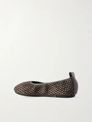 ST. AGNI Lattice Woven Leather Ballet Flats - Brown