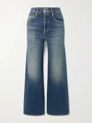 RE/DONE Cropped High-rise Wide-leg Jeans - Blue