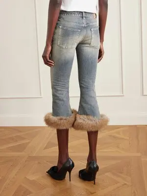 Balenciaga Cropped Plush-trimmed Flared Jeans