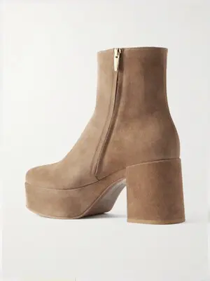 GIANVITO ROSSI Sally 75 Suede Platform Ankle Boots - Brown