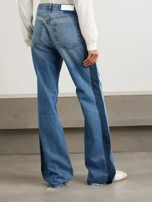 RE/DONE The Californian Frayed Two-tone Mid-rise Wide-leg Jeans