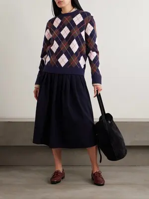 LA LIGNE Argyle Wool And Cashmere-blend Sweater - Blue