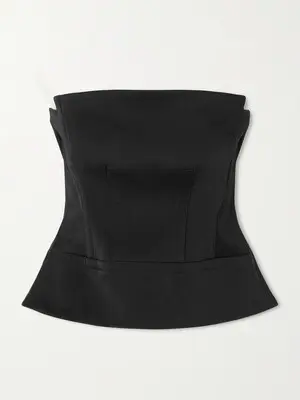 Another Tomorrow Architectural Satin-crepe Bustier Top