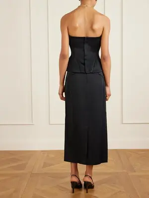 Another Tomorrow Architectural Satin-crepe Bustier Top