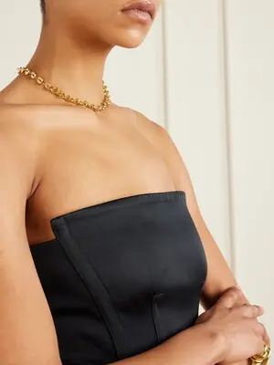 Another Tomorrow Architectural Satin-crepe Bustier Top