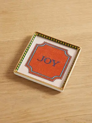 La DoubleJ Mini Gold-plated Porcelain Tray - Orange