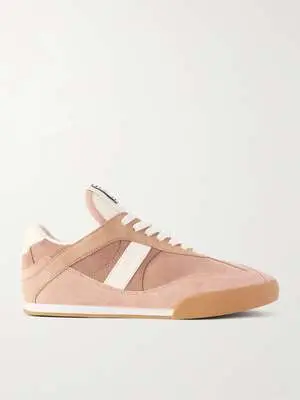 Chloé Kick Paneled Leather-trimmed Suede Sneakers - Beige