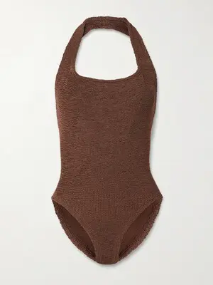 Hunza G Original Crinkle Halterneck Swimsuit - Brown