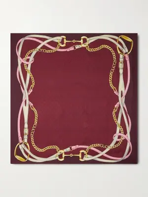Gucci Printed Silk-twill Jacquard Scarf - Burgundy
