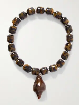 JULIETTA Concha Rhodium-plated Resin Necklace - Tortoiseshell