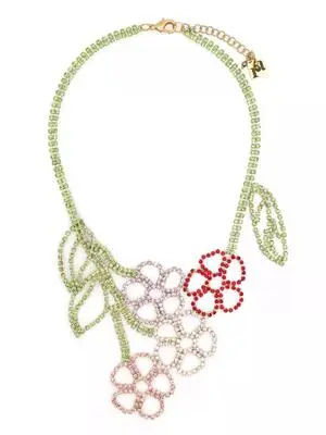 Rosantica Floral-motif Crystal Necklace - Gold