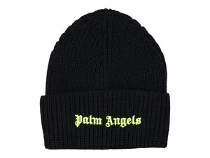 Palm Angels Classic Logo Ribbed Beanie - Black/green