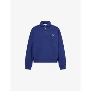 THE COUTURE CLUB Emblem-embroidered Cotton Rugby Top - Deepblue