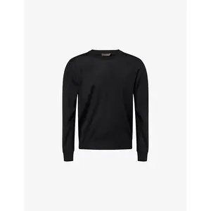 OSCAR JACOBSON Miguel Round-neck Wool Jumper - Black Tile