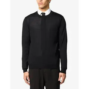OSCAR JACOBSON Miguel Round-neck Wool Jumper - Black Tile