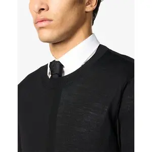 OSCAR JACOBSON Miguel Round-neck Wool Jumper - Black Tile