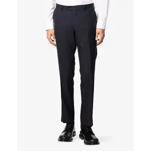 OSCAR JACOBSON Regular-fit Microstructure Wool Trousers