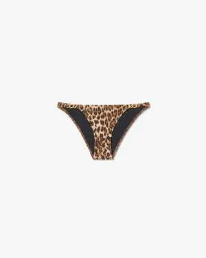 NILI LOTAN Bikini Bottom With Gold Hardware - Vintage Leopard Print