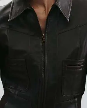 NILI LOTAN Leather Charly Jacket - Espresso