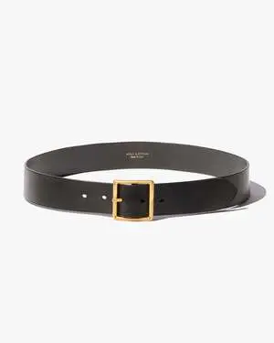 NILI LOTAN Marcela Leather Belt - Black W/antique Brass Buckle