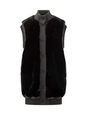 Pinko Vest With Faux Fur Inserts - Black