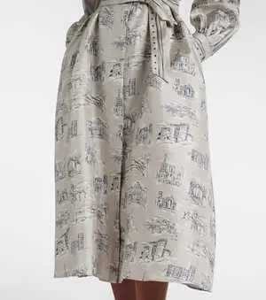 Max Mara Carbone Printed Silk Midi Shirt Dress