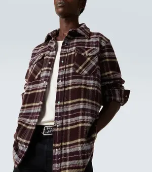 GOD'S TRUE CASHMERE Plaid Cashmere Shirt With Emerald - Multicoloured