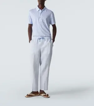 Orlebar Brown Alex Linen Straight Pants - Blue