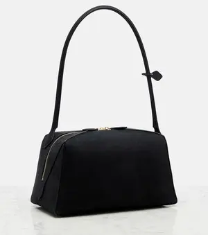 Alaïa Le Bouledogue Medium Suede Shoulder Bag - Black