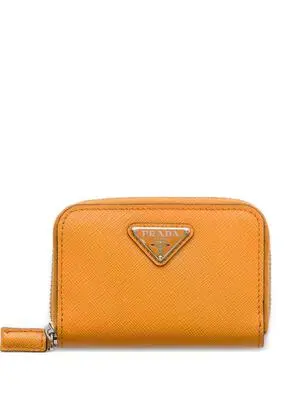 Prada Saffiano Logo Coin Purse - Orange