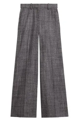 Theory Crosshatch Wool Blend Wide Leg Trousers