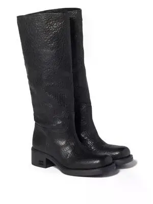Miu Miu Logo-embossed Leather Boots