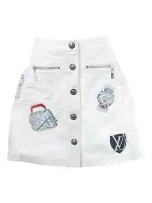 LOUIS VUITTON 2018 Appliqué Button-down Skirt - White